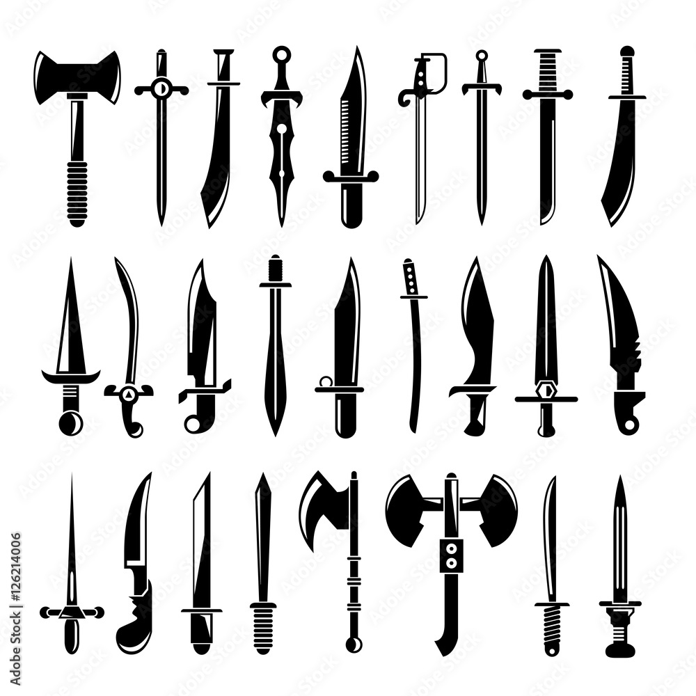 sword icons, weapon icons Stock Vector | Adobe Stock