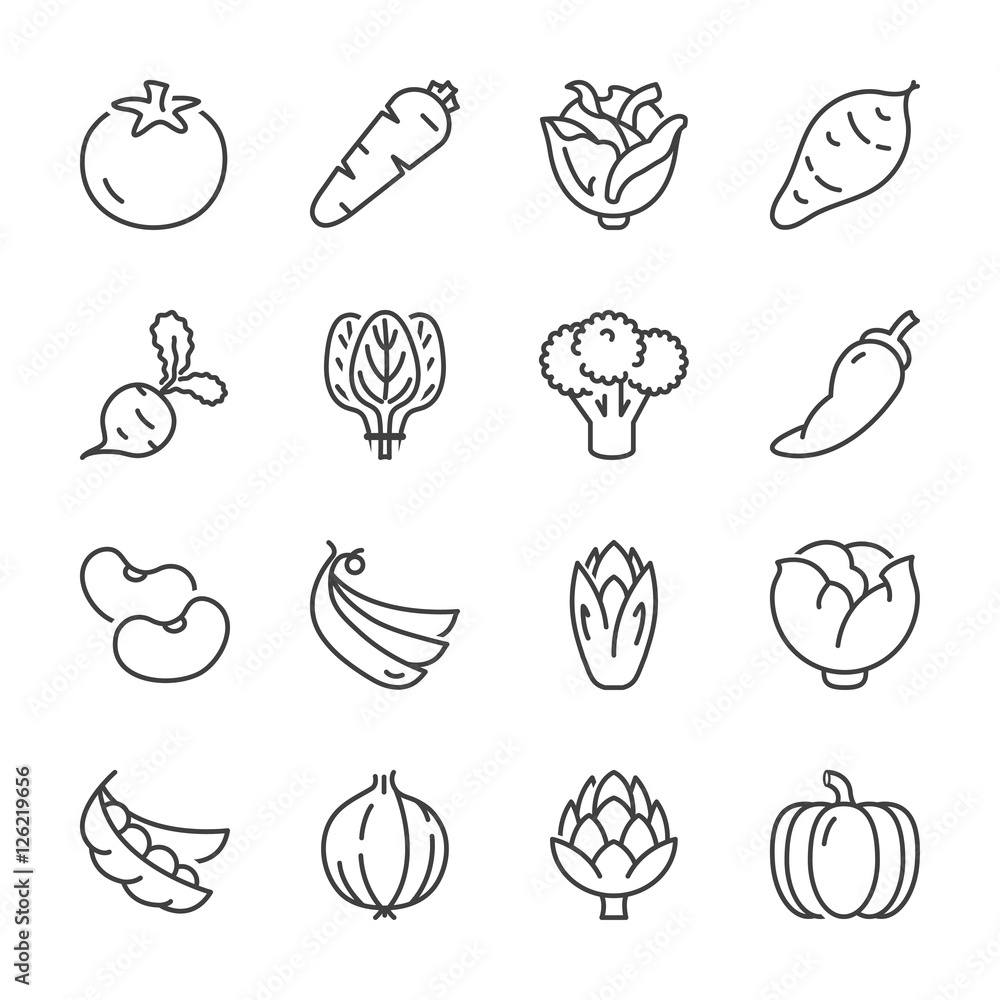 vegetables line icons 2 Stock Vector | Adobe Stock