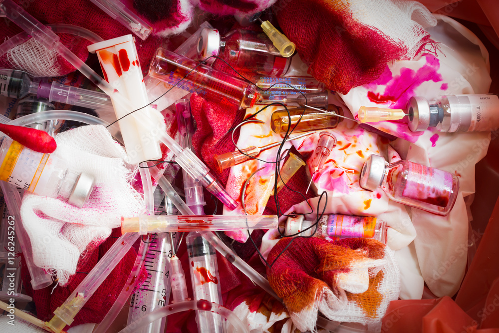 infectious wastes in red bag Stock Photo | Adobe Stock