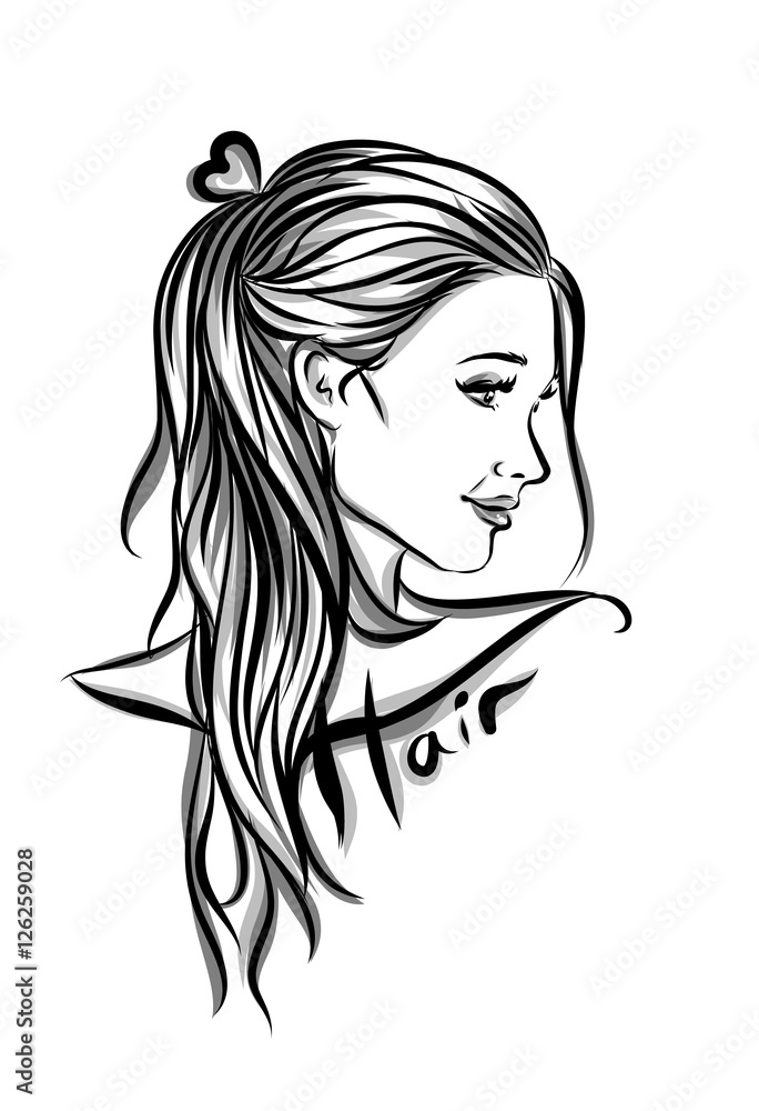 Beautiful woman with long hair illustration Stock Vector | Adobe Stock