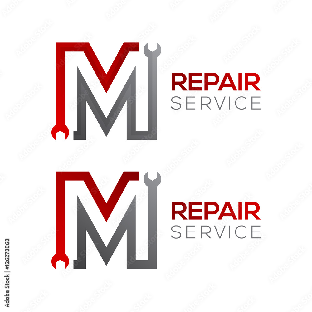 Letter M with wrench logo,Industrial,repair,tools,service and ...