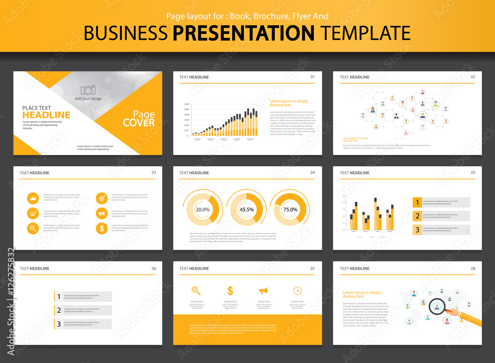 Page layout design for presentation and brochure and book template with ...