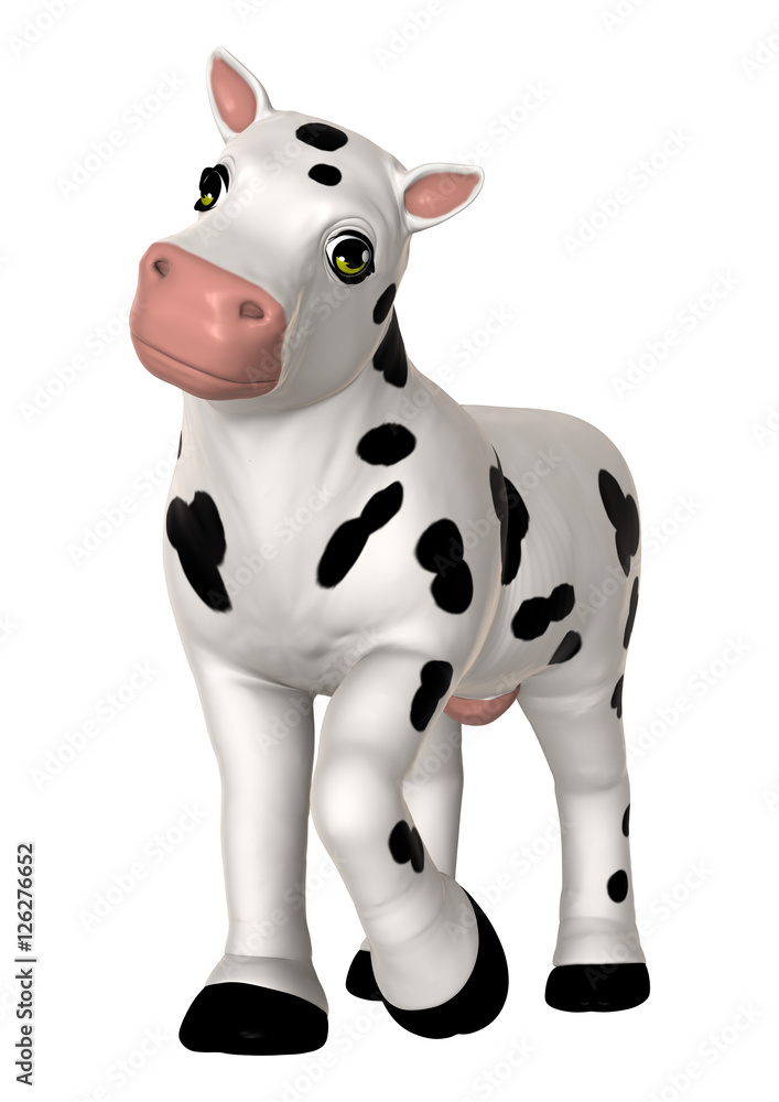 3D Rendering Cow on White Stock Illustration | Adobe Stock