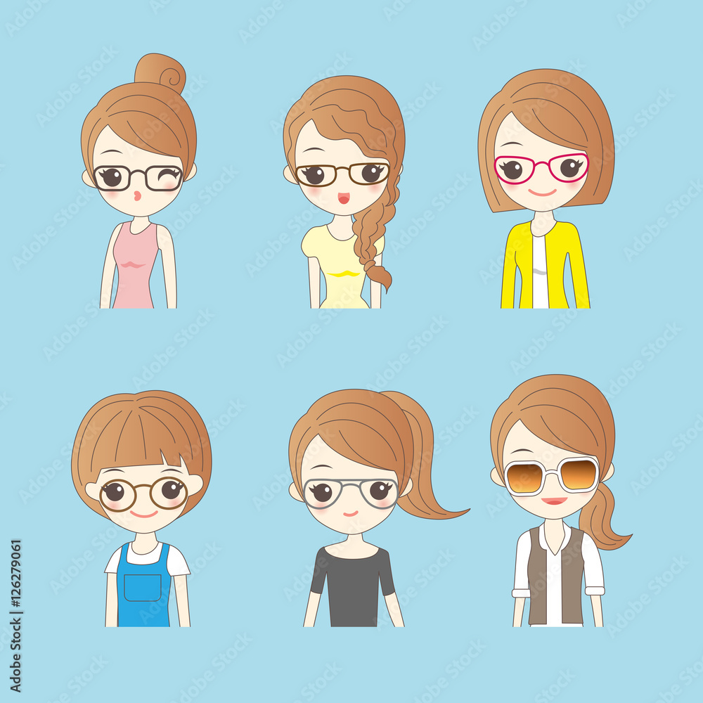 cartoon wear different glasses Stock Vector | Adobe Stock