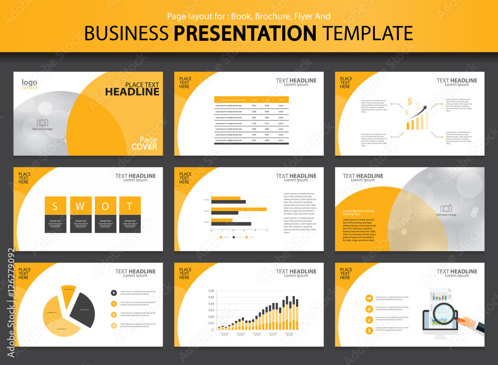 Page layout design for presentation and brochure and book template with ...