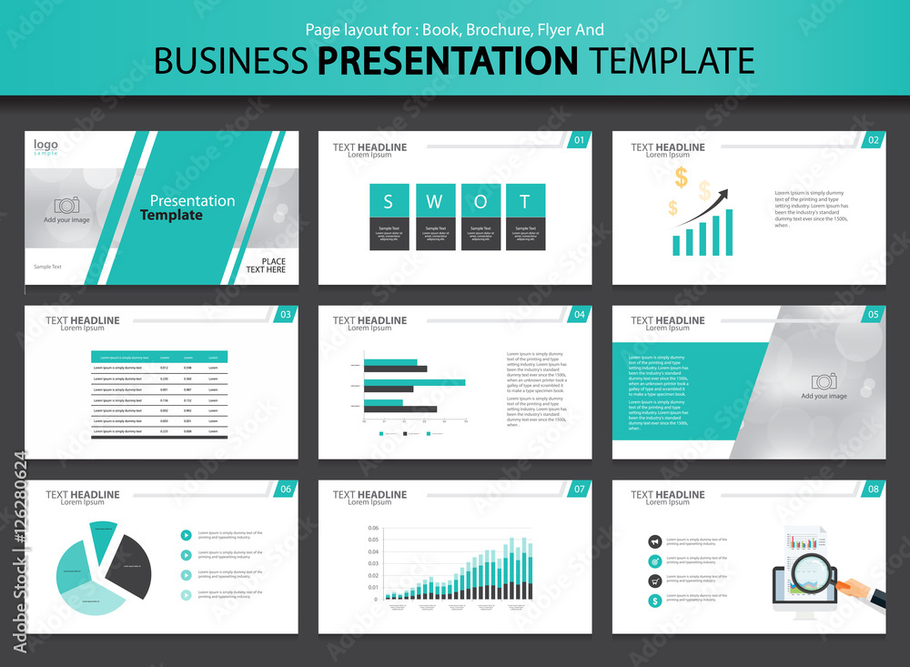 Page layout design for presentation and brochure and book template with ...