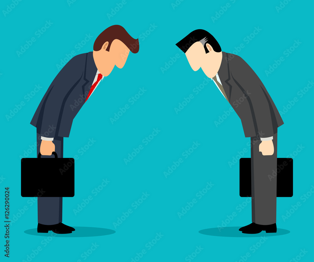 Two businessmen bowing each other Stock Vector | Adobe Stock