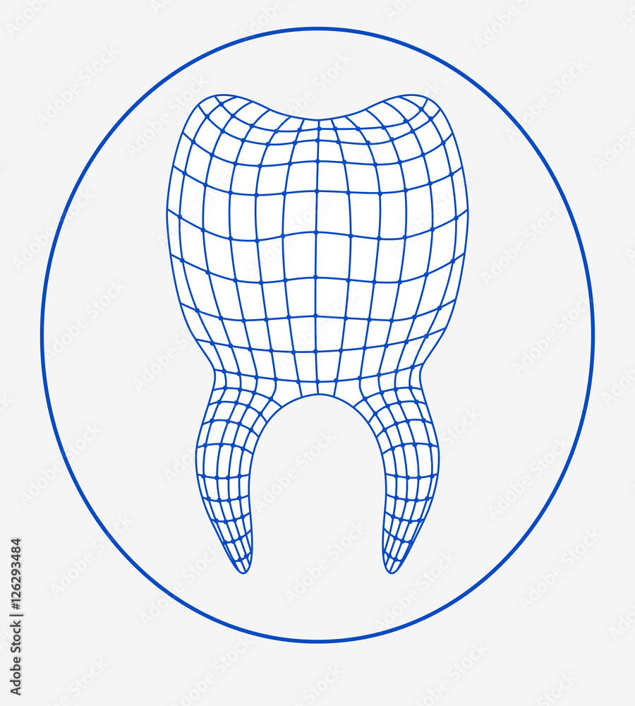 Dental health symbol. Stylized tooth 3 D outlines. Template company ...
