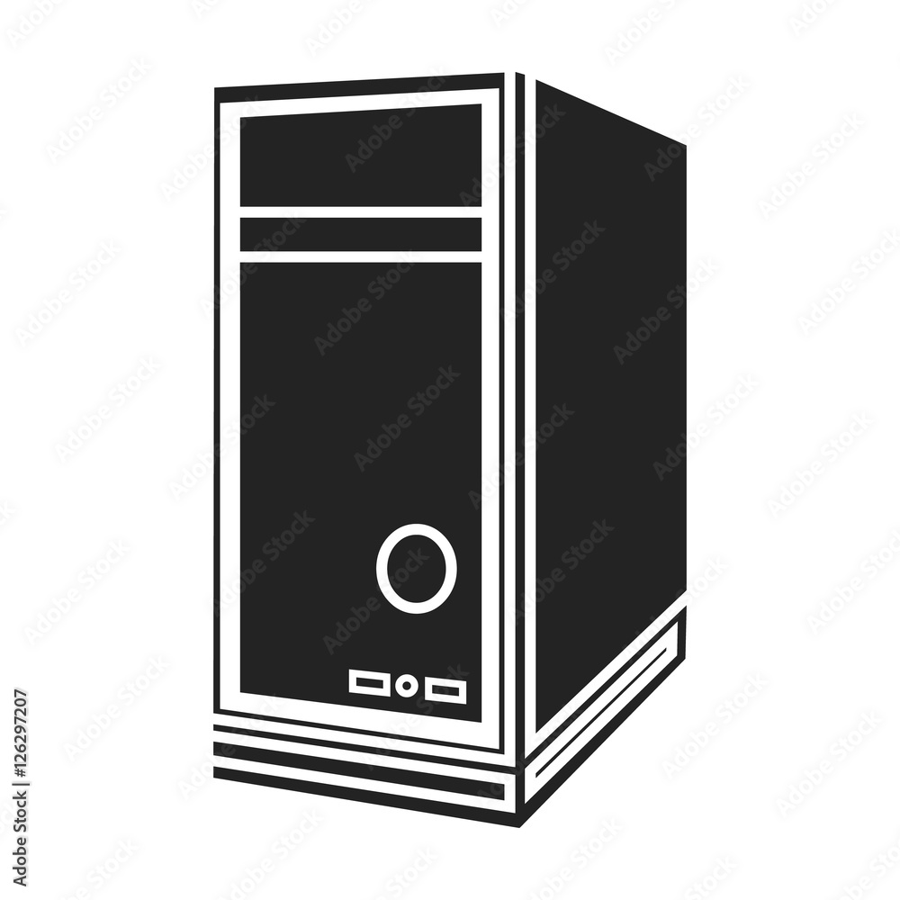 System unit icon in black style isolated on white background. Personal ...