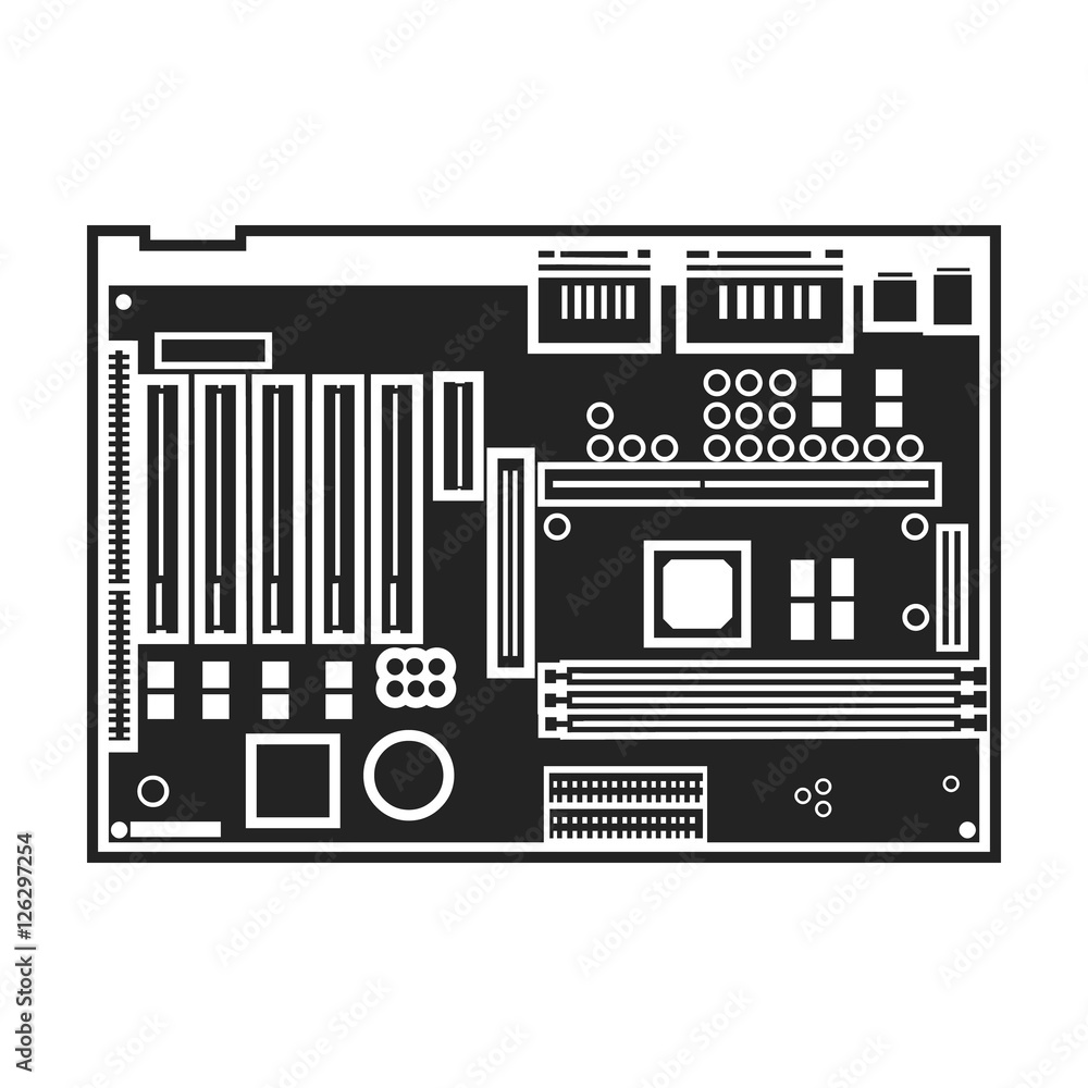 Motherboard icon in black style isolated on white background. Personal ...