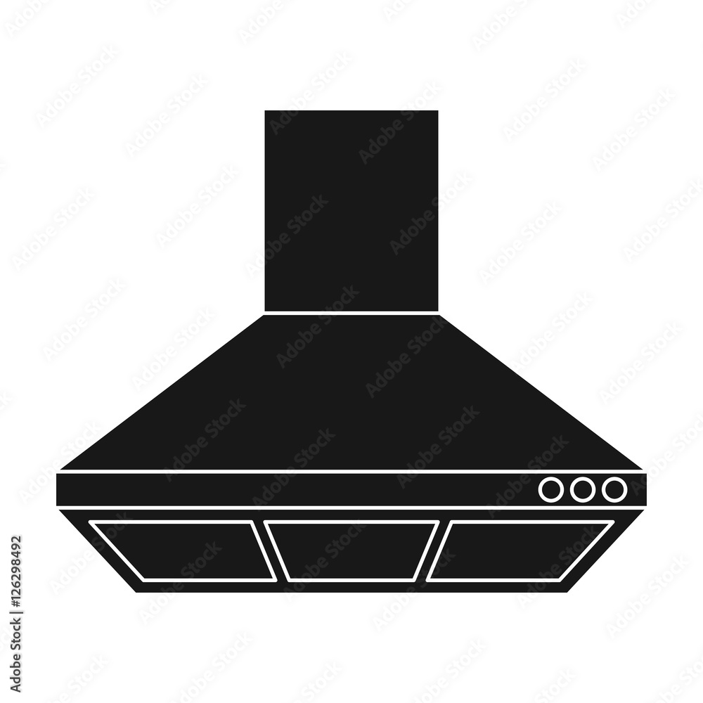 Exhaust hood icon in black style isolated on white background. Kitchen ...
