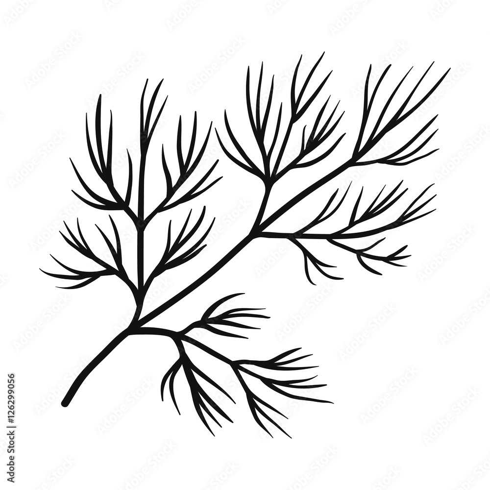 Dill icon in black style isolated on white background. Herb an spices ...