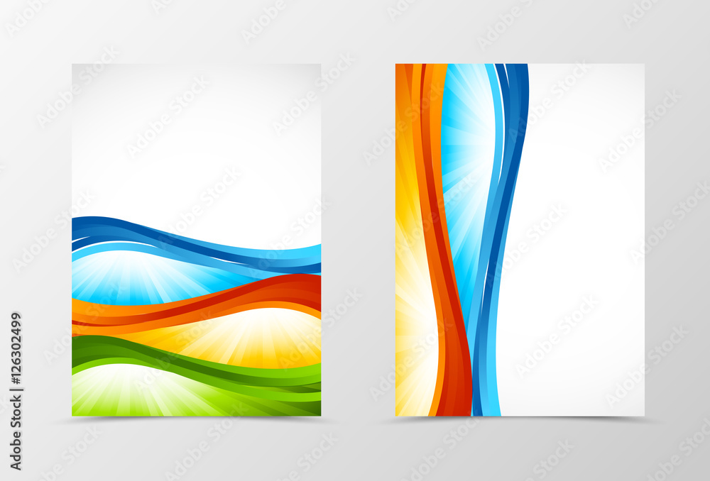 Front and back dynamic wave flyer template design Stock Vector | Adobe ...