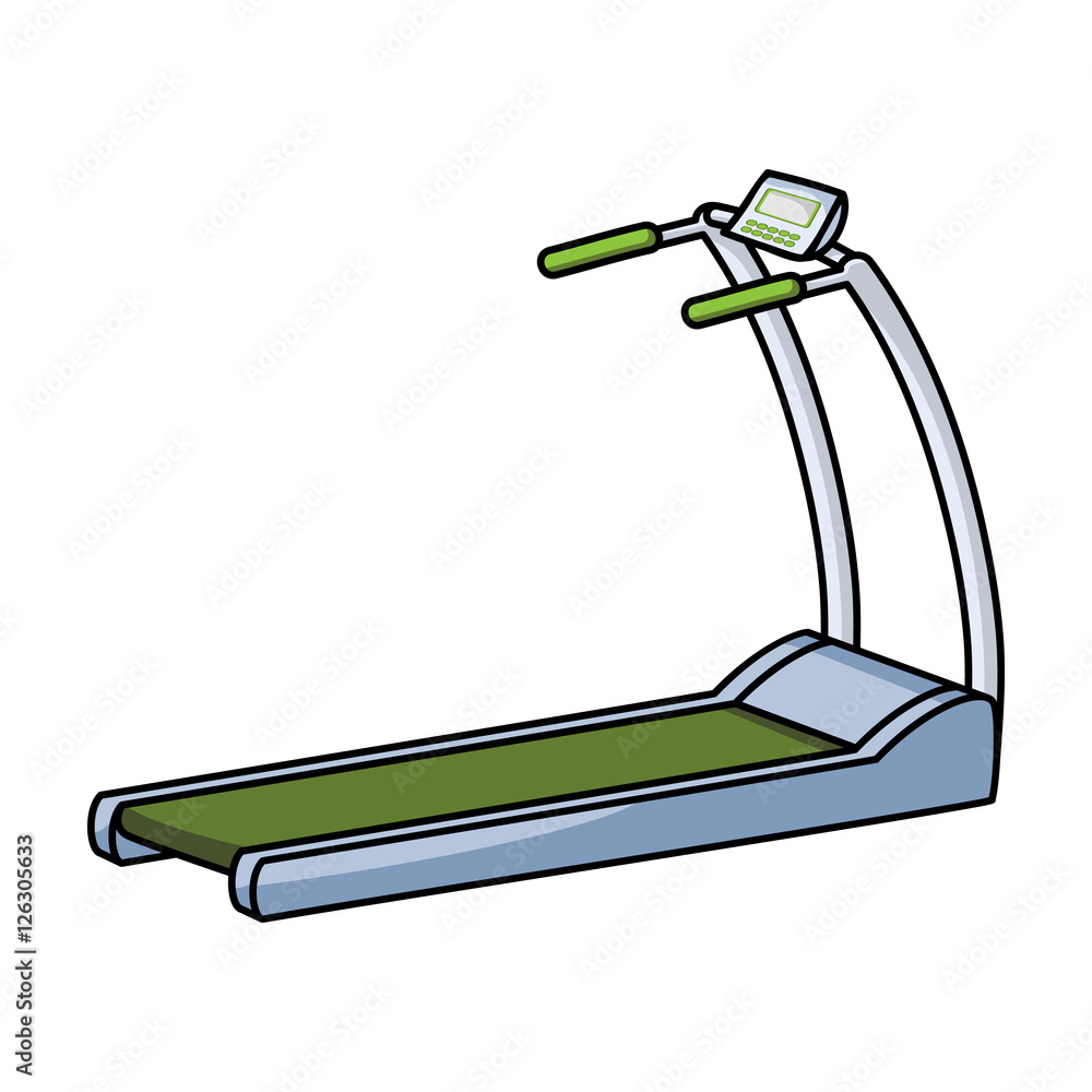 Treadmill icon in cartoon style isolated on white background. Sport and ...