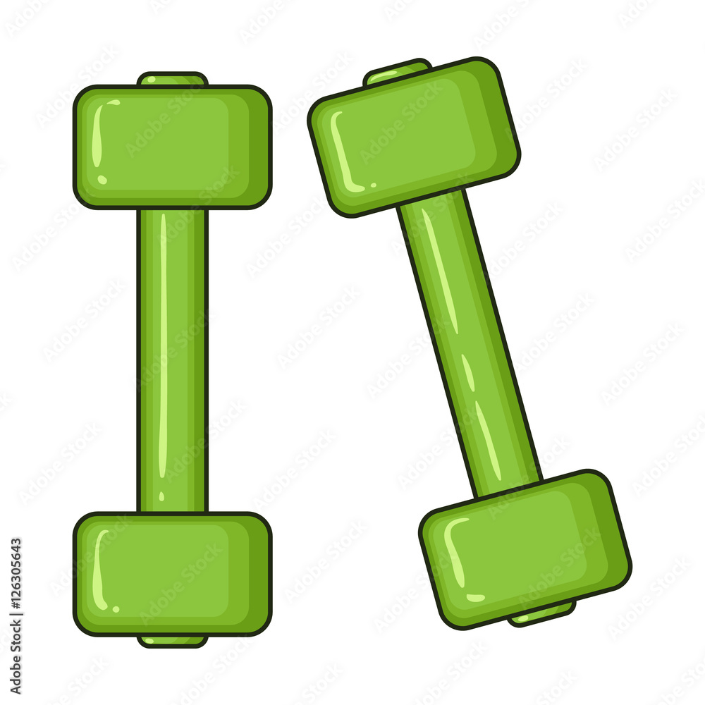 Dumbbells icon in cartoon style isolated on white background. Sport and ...