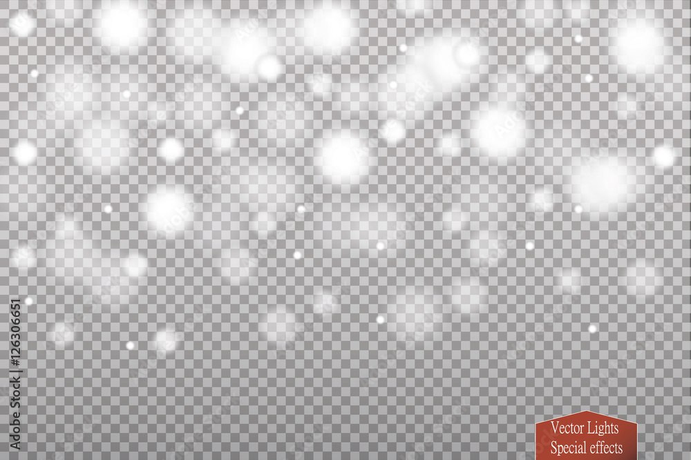 Vector falling snow effect isolated on transparent background with ...