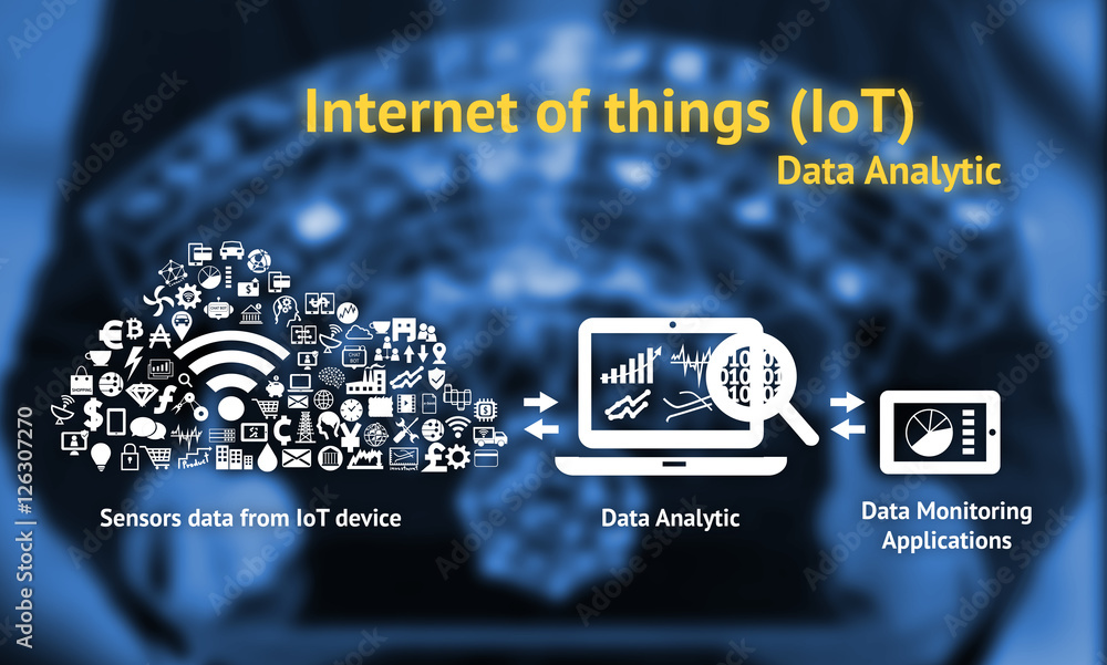 Internet of things (IoT) data analytic concept . Infographic of cloud ...