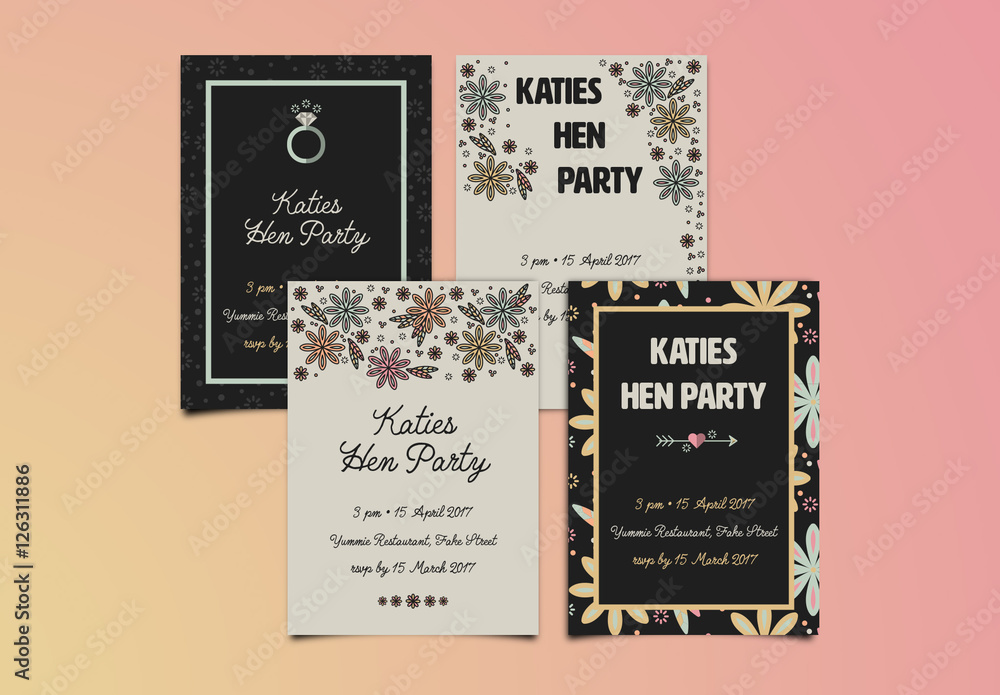 Hen/Bachelorette Party Invitation Layout 1 Stock Template | Adobe Stock