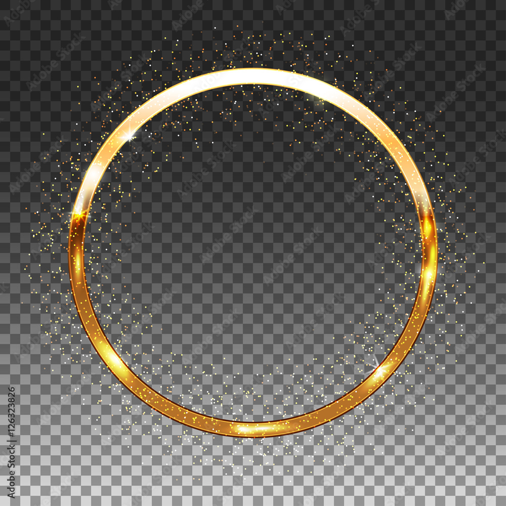 Golden Shiny Circle Frame on Transparent Background. Stock Vector ...