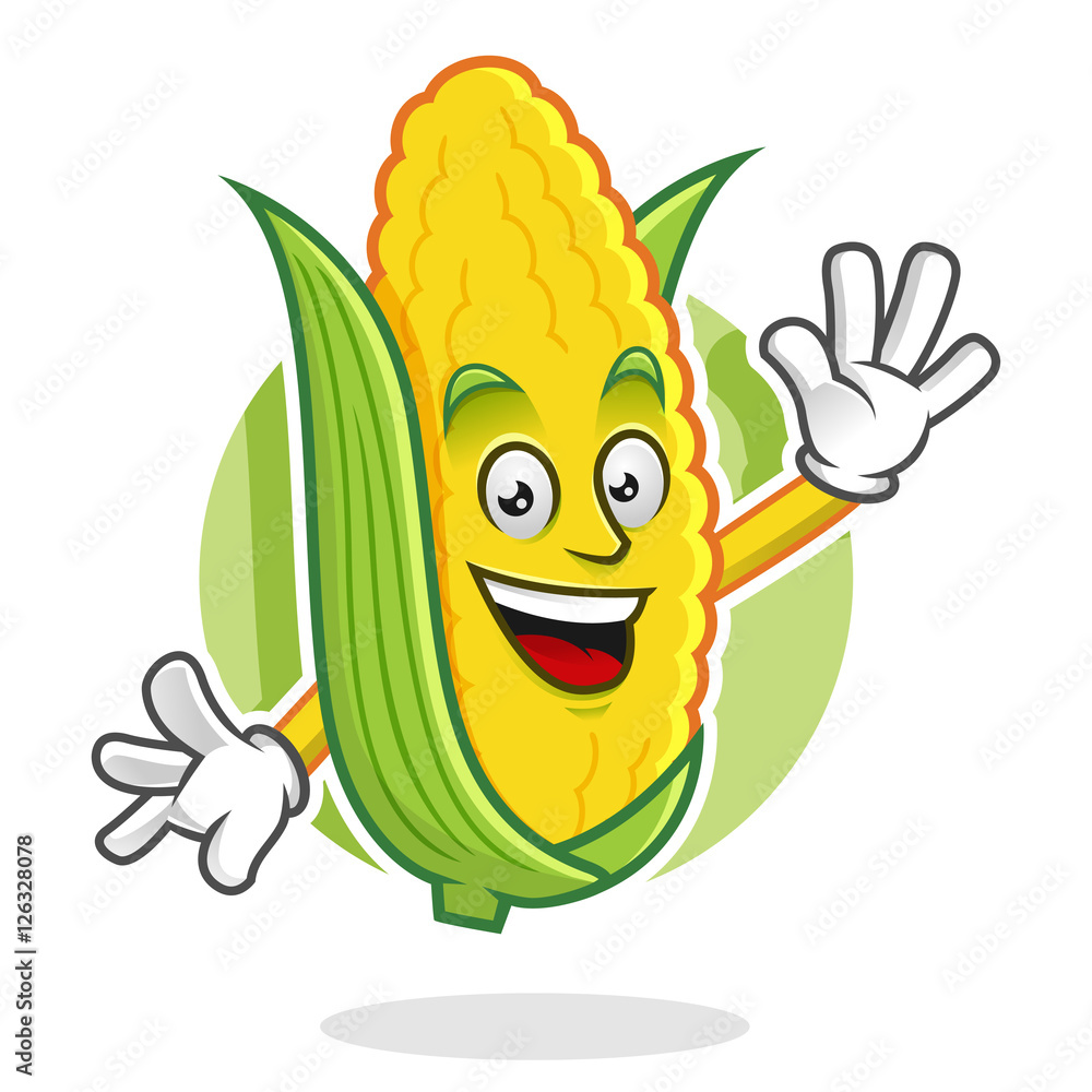 Greeting Corn mascot, Corn character, Corn cartoon Stock Vector | Adobe ...