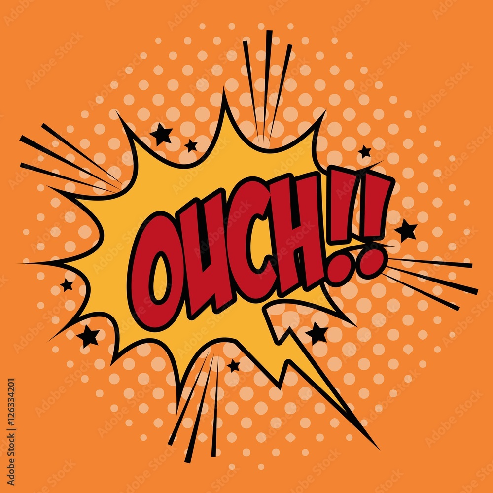 Bubble pop art of ouch icon. Comic communication retro and expression ...