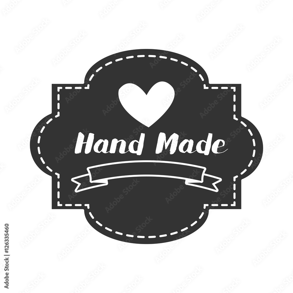 Hand Made label, handmade crafts workshop, vector illustration Stock ...