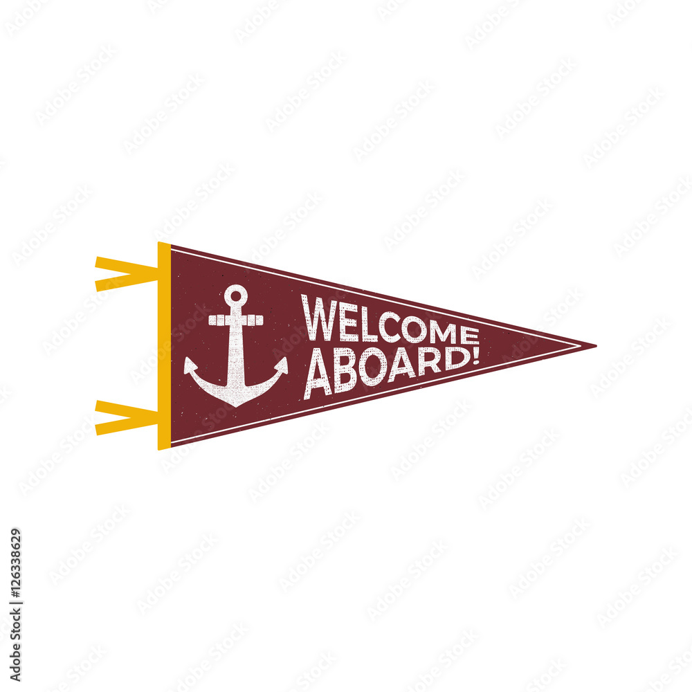 Nautical pennant Design. Sailor emblem. Anchor label and print design ...