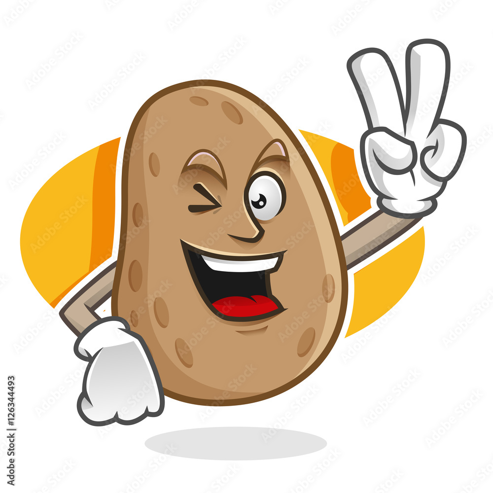 Peace potato mascot, potato character, potato cartoon Stock Vector ...