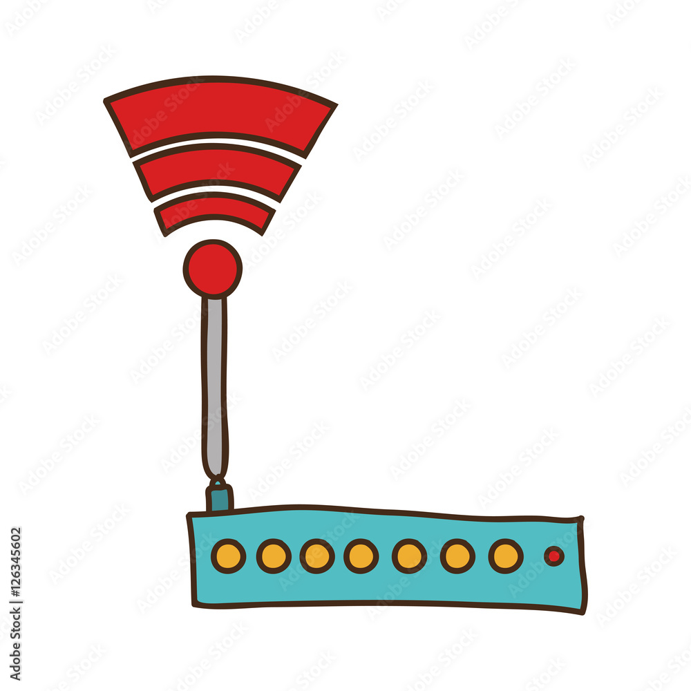 wifi router technology and electronic device. draw design. vector ...