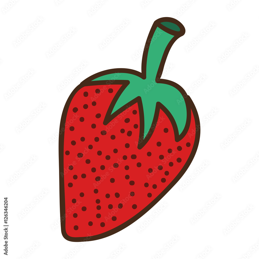 strawberry fruit icon over white background. draw design. vector ...
