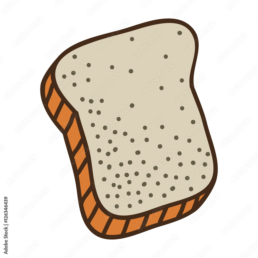 slice of bread icon over white background. draw design. vector ...