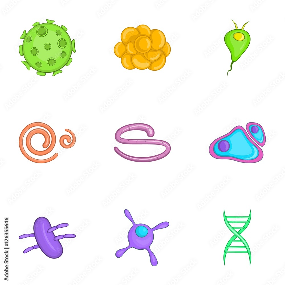 Cells icons set. Cartoon illustration of 9 cells vector icons for web ...