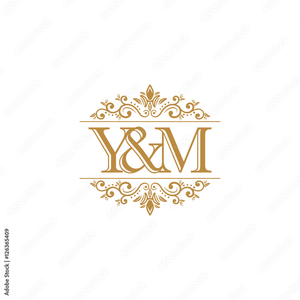Y&M Initial logo. Ornament gold Stock Vector | Adobe Stock