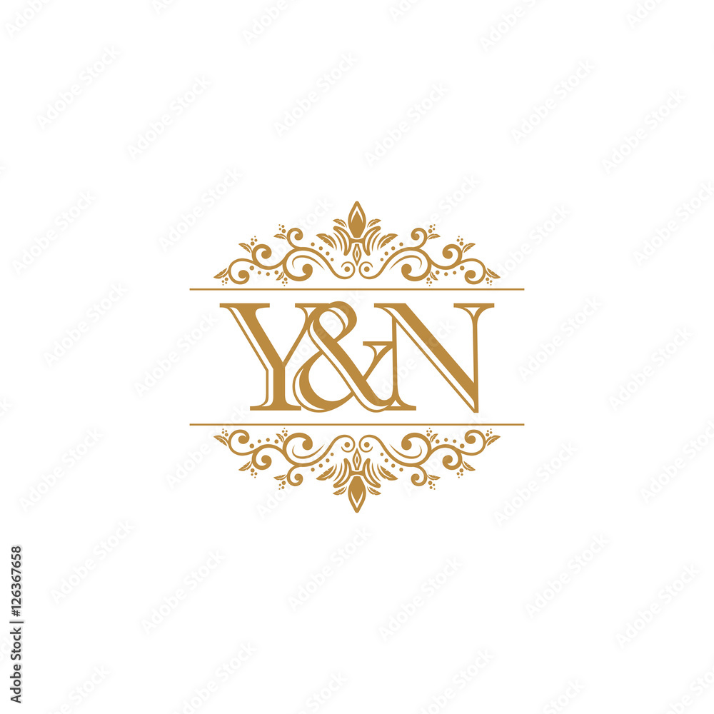 Y&N Initial logo. Ornament gold Stock Vector | Adobe Stock