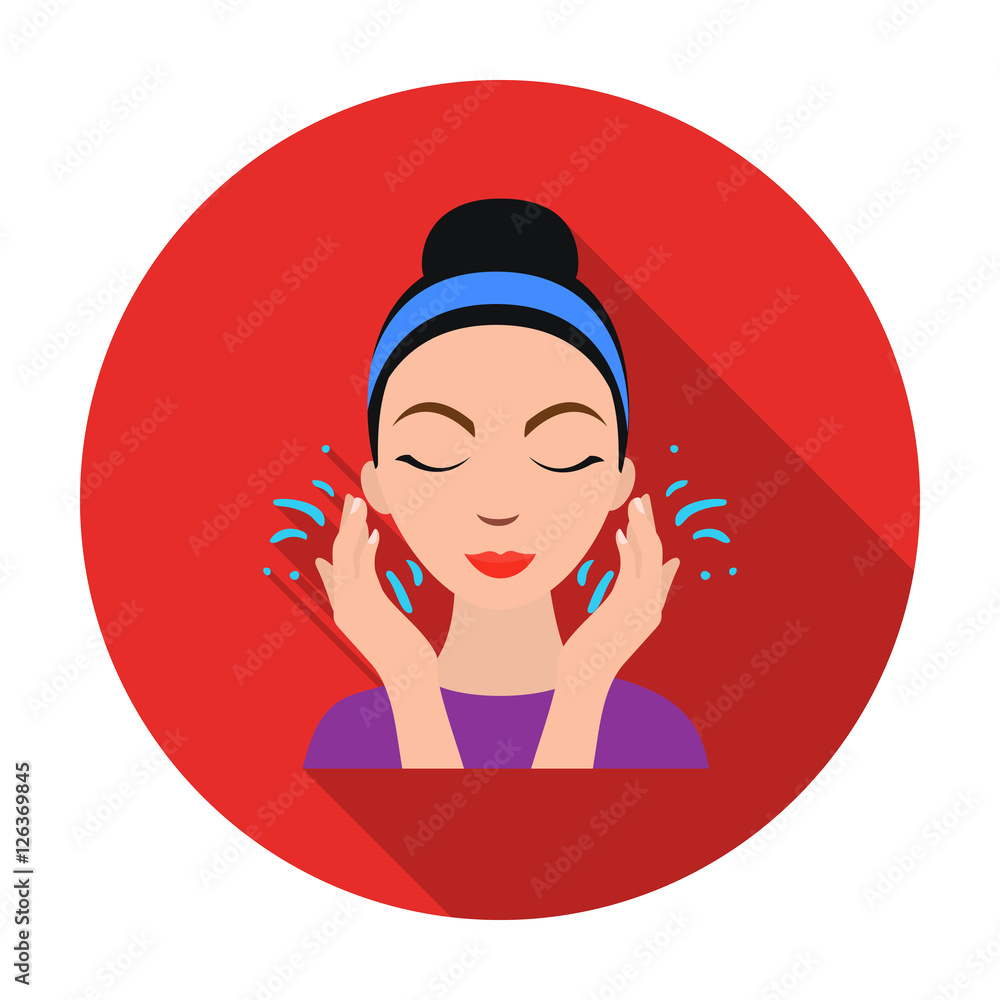 Face washing icon in flat style isolated on white background. Skin care ...