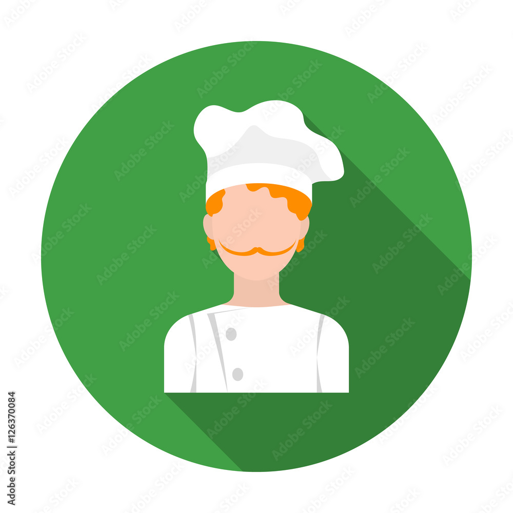 Chef icon in flat style isolated on white background. Pizza and ...