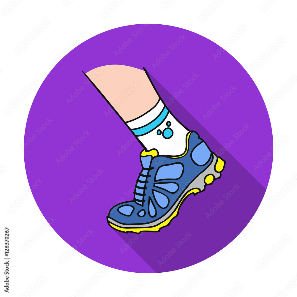 Sneakers icon in flat style isolated on white background. Sport and ...