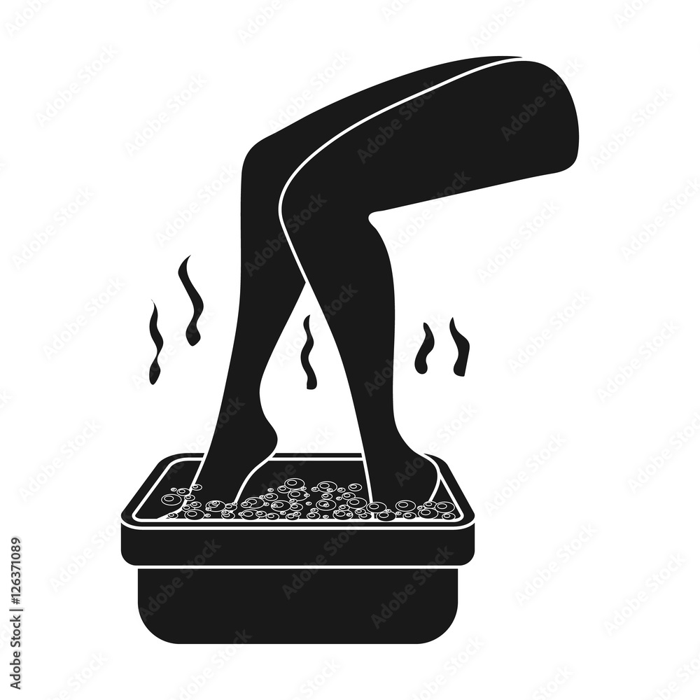 Foot bath icon in black style isolated on white background. Skin care ...