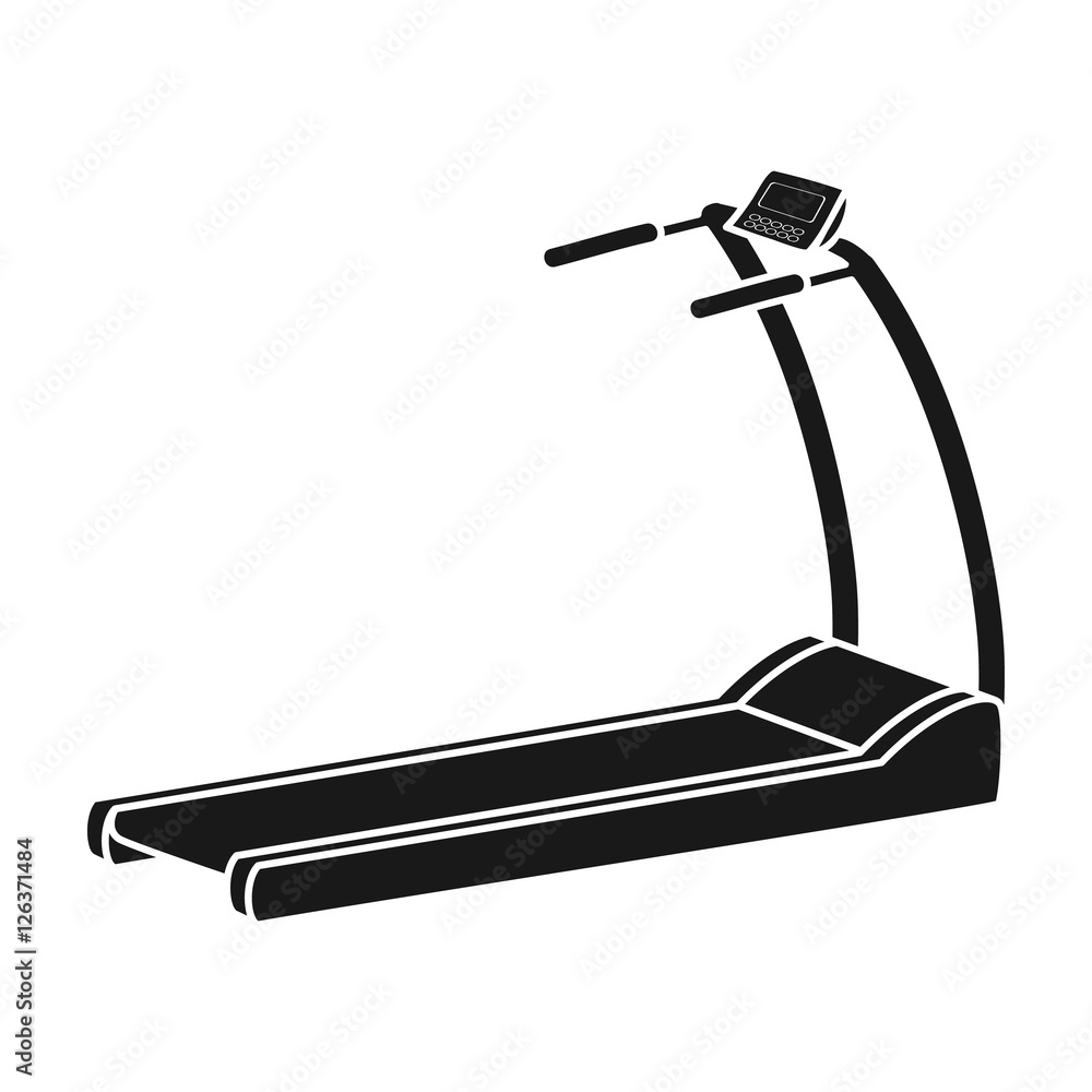 Treadmill icon in black style isolated on white background. Sport and ...
