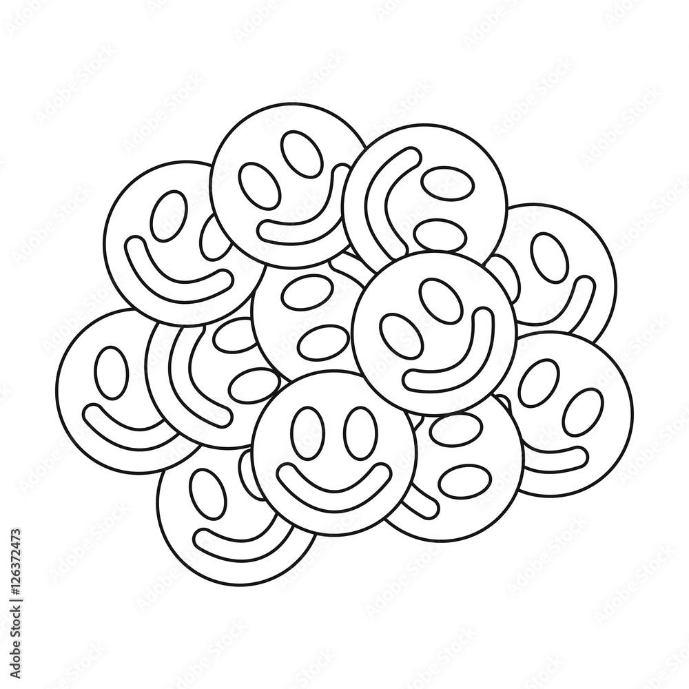 Ecstasy icon in outline style isolated on white background. Drugs ...