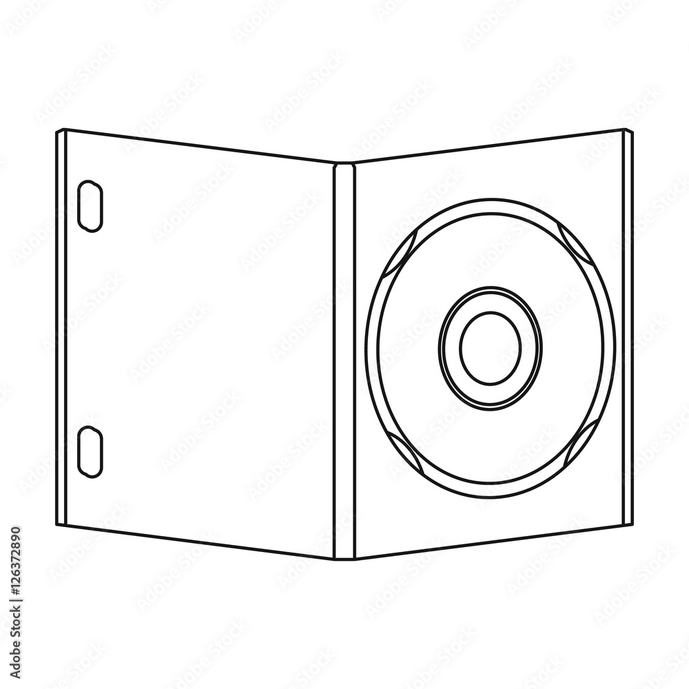DVD with movie icon in outline style isolated on white background ...