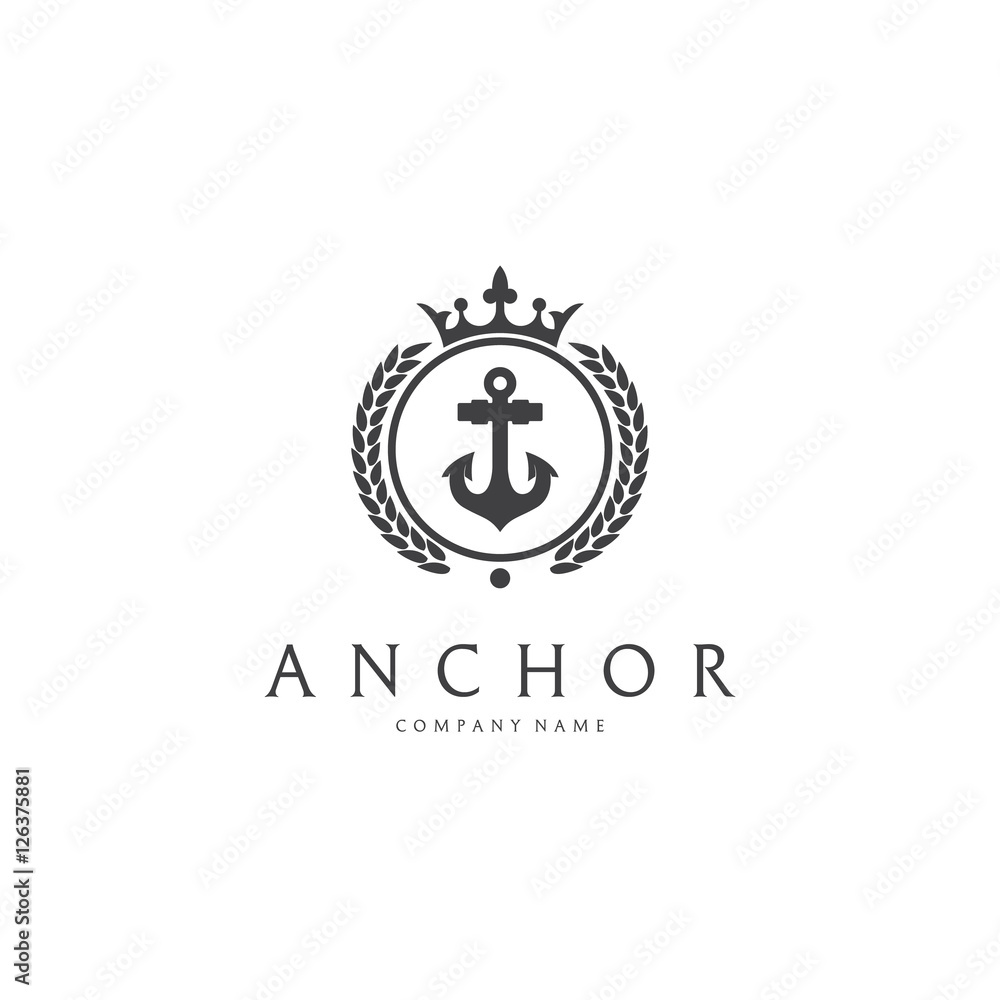 Luxury anchor logo template. Easy to edit, change size, color and text ...