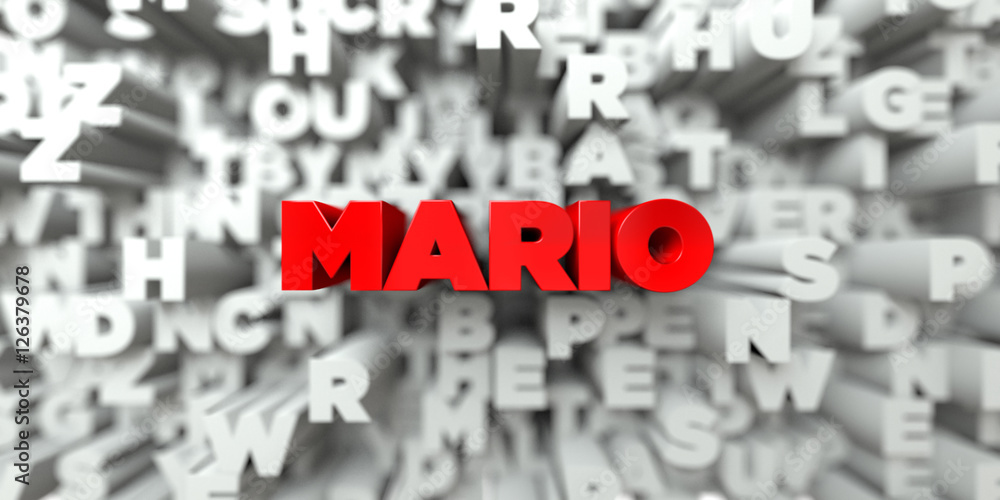 MARIO - Red text on typography background - 3D rendered royalty free ...
