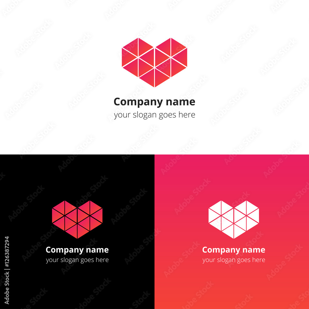 Polygon triangle heart logo, icon, sign, emblem vector template ...