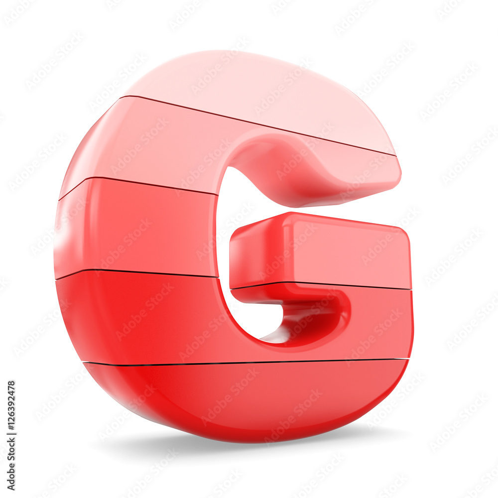3d red color letter G isolated white background. Stock Illustration ...