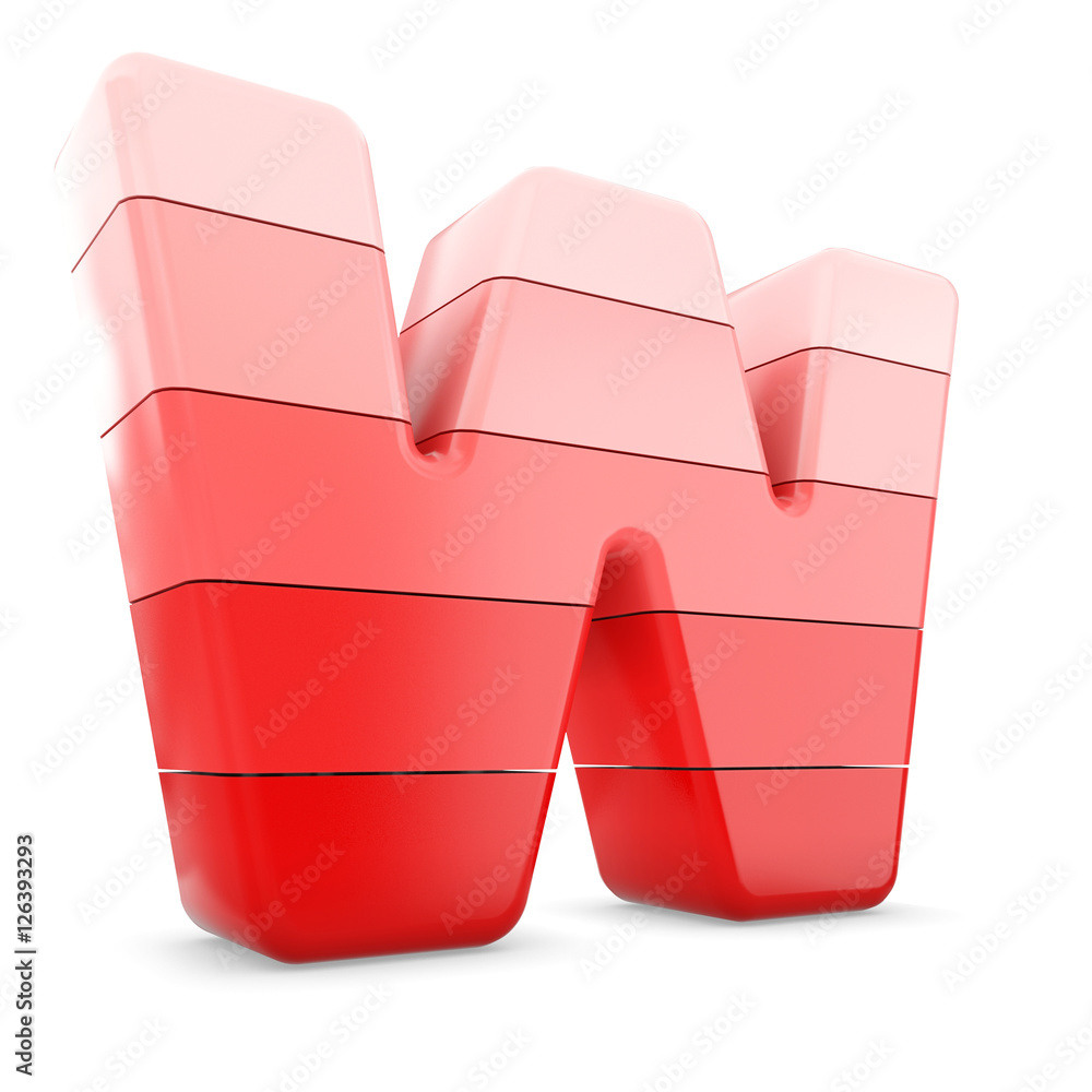3d red color letter W isolated white background. Stock Illustration ...