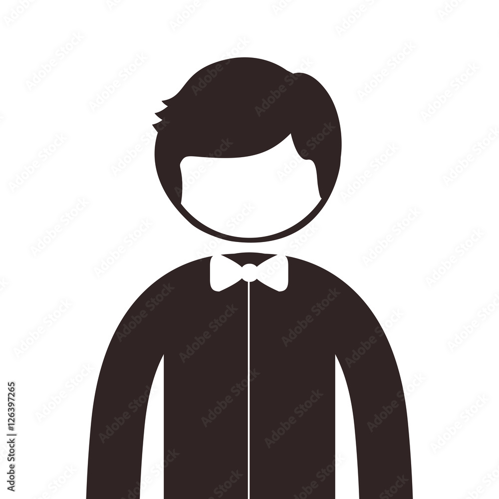 silhouette half body man with bowtie vector illustration Stock Vector ...