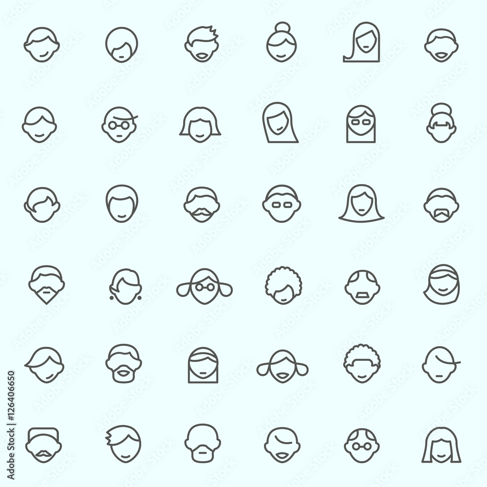 People icons, simple and thin line design Stock Vector | Adobe Stock