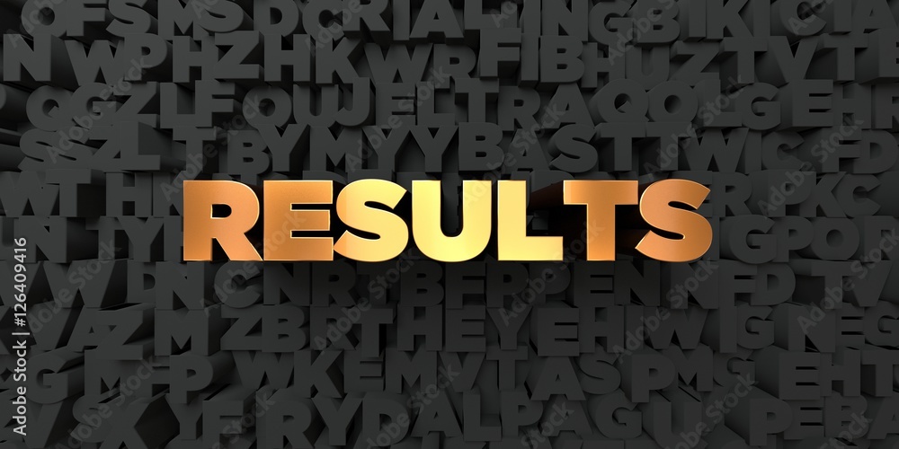 Results - Gold text on black background - 3D rendered royalty free ...