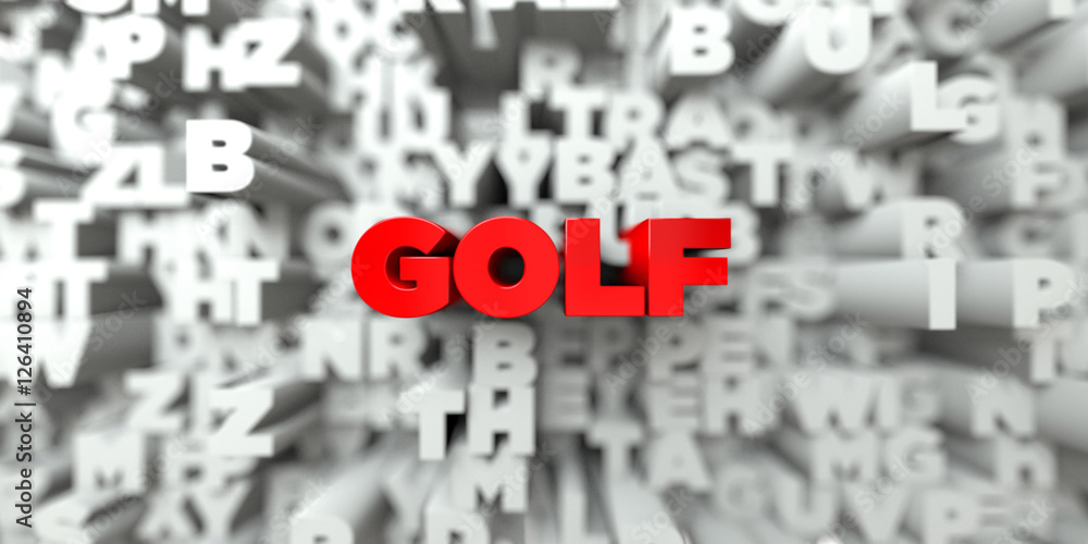 GOLF - Red text on typography background - 3D rendered royalty free ...
